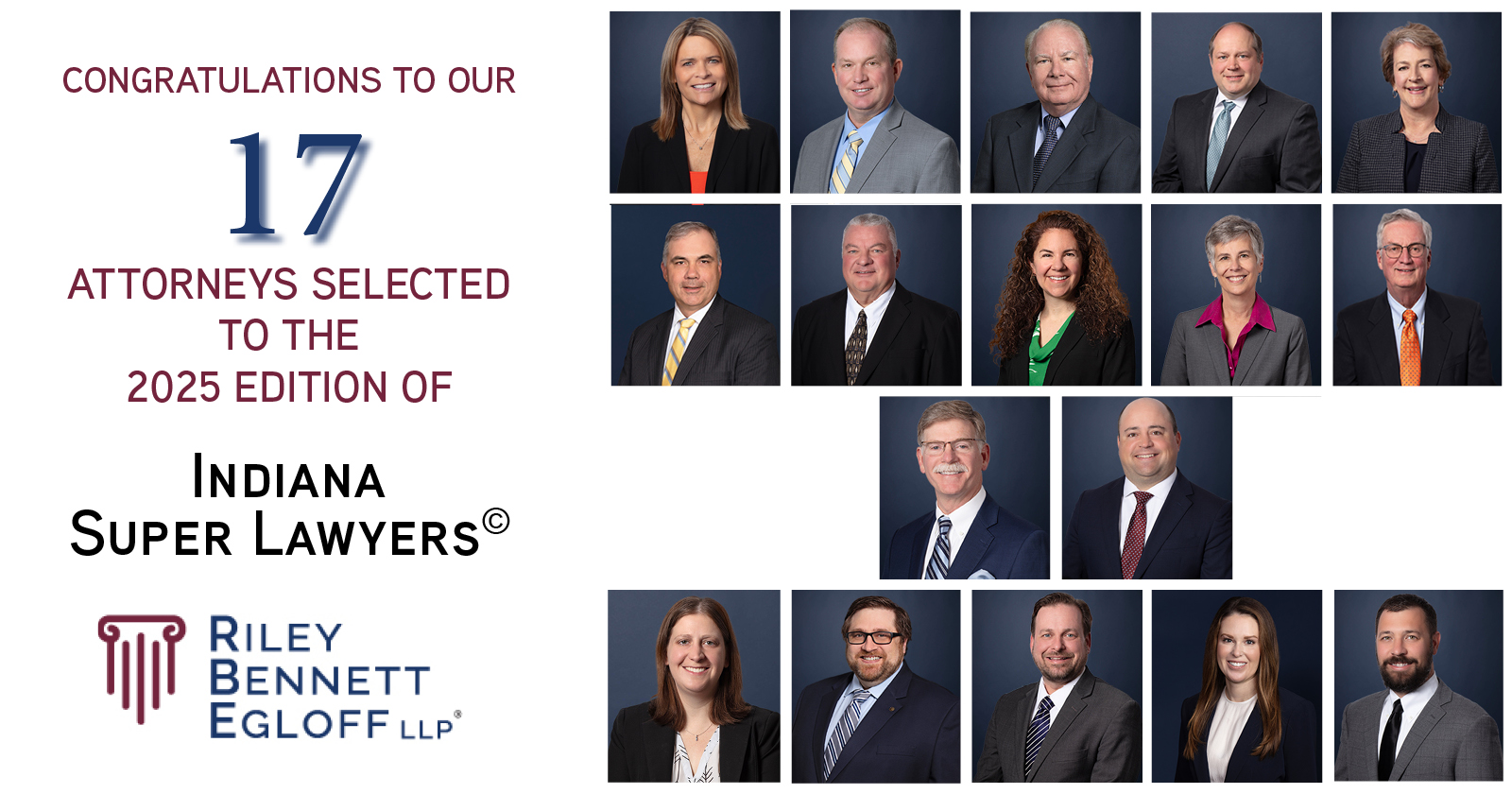RBE Announces 2025 Indiana Super Lawyers Honorees